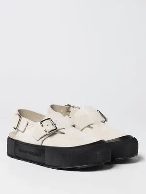 Alexander McQueen Suede Platform Mules - Beige