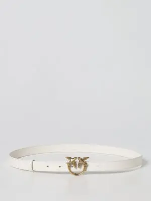 Pinko Pinko Skinny Belt With Love Birds Buckle Ivory