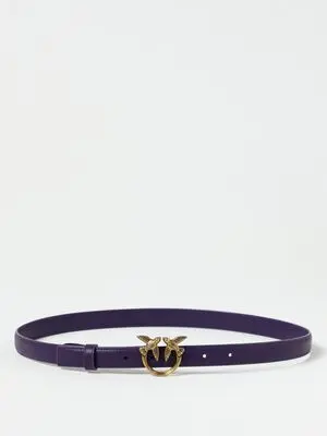 Pinko Pinko Skinny Belt With Love Birds Buckle Plum