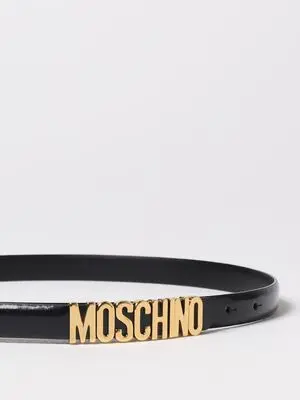Moschino Skinny Belt With Gold Tone Logo