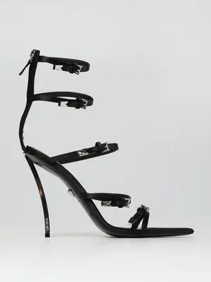 Versace Satin Heeled Sandals - Black