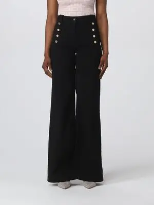 Elisabetta Franchi Elisabetta Franchi Yellow Cropped Wide Leg Jeans Black