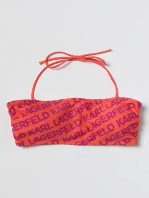 Karl Lagerfeld Logo Print Bikini Top