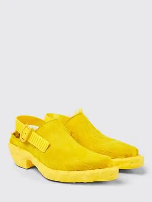 Camper Furry Buckled Clogs - Yellow