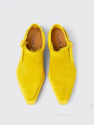 Camper Furry Buckled Clogs - Yellow