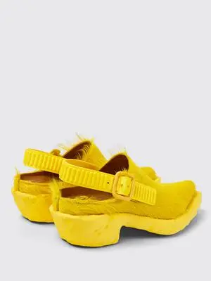 Camper Furry Buckled Clogs - Yellow