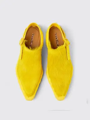 Camper Furry Buckled Clogs - Yellow