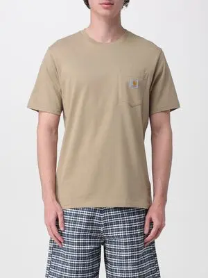 Carhartt Work In Progress Cotton Pocket T-shirt With Contrasting Logo - Brown