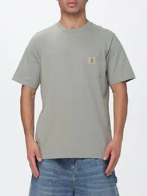 Carhartt Work In Progress Cotton Pocket T-shirt With Contrasting Logo - Green