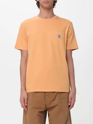 Carhartt Work In Progress Cotton Pocket T-shirt With Contrasting Logo - Orange