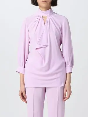 N° 21 Elegant Silk-blend Blouse With Pussy-bow Collar And Long Sleeves Violet