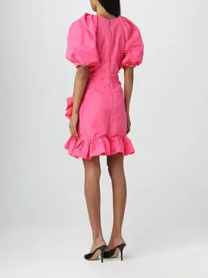 MSGM Taffeta Dress With Ruffled Detailing - Fuchsia