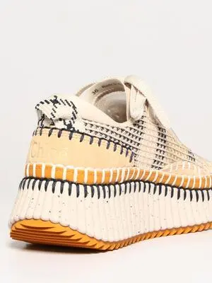 Chloé Nama Recycled Fabric And Suede Sneakers - Beige