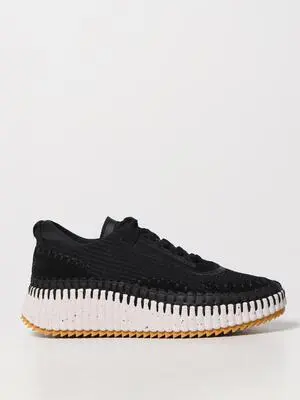 Chloé Nama Recycled Fabric And Suede Sneakers - Black