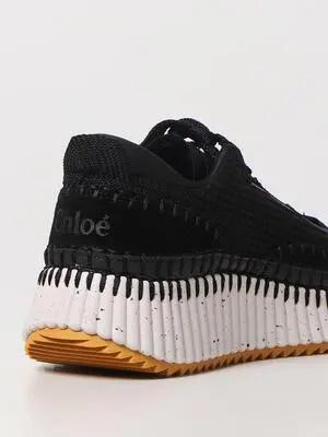 Chloé Nama Recycled Fabric And Suede Sneakers - Black