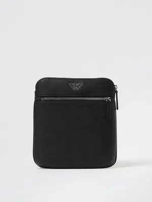 Emporio Armani Saffiano Leather Shoulder Bag - Black
