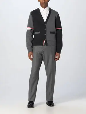 Thom Browne Cardigan In Cotton - Grey
