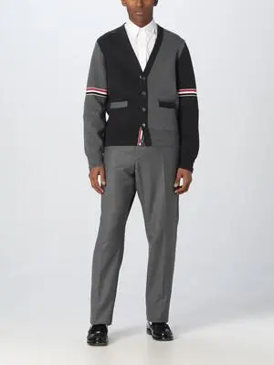 Thom Browne Cardigan In Cotton - Grey