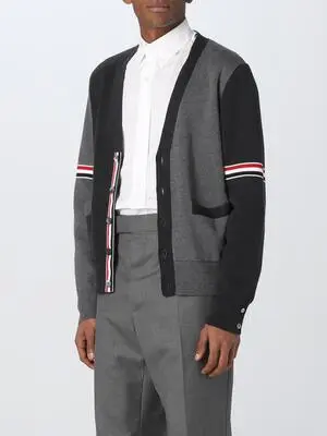 Thom Browne Cardigan In Cotton - Grey