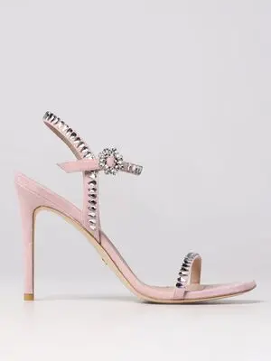 STUART WEITZMAN Suede Ballet Sandal With Rhinestones - Baby Pink