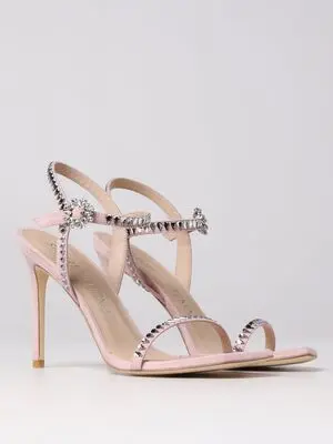 STUART WEITZMAN Suede Ballet Sandal With Rhinestones - Baby Pink