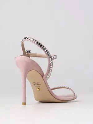 STUART WEITZMAN Suede Ballet Sandal With Rhinestones - Baby Pink