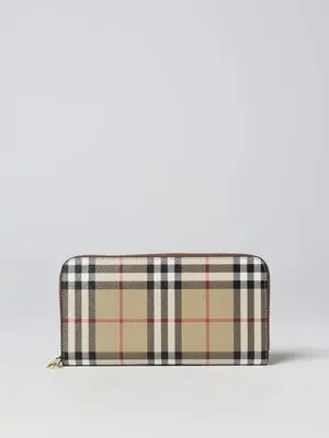 Burberry Vintage Check Coated Cotton Continental Zip Wallet Beige