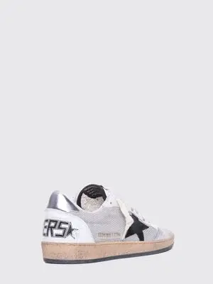 GOLDEN GOOSE Ball Star Low Top Trainers In Leather And Mesh With Distressed Effect - Grey