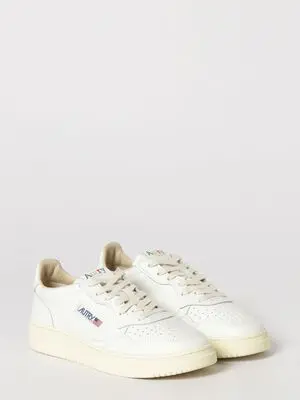 AUTRY Medalist Low Two-tone Calfskin And Suede Trainers - Beige