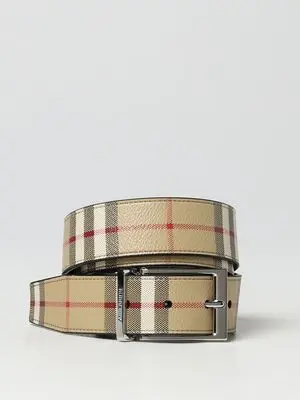 Burberry Reversible Belt In Leather And Coated Fabric