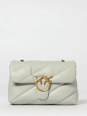 Pinko Quilted Shoulder Bag With Silver Tone Clasp - Grey