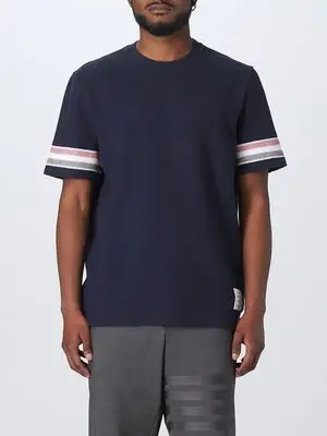 Thom Browne T-shirt With Striped Bands - Blue