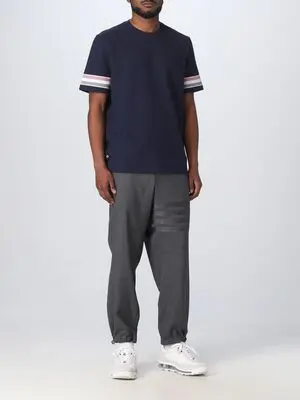 Thom Browne T-shirt With Striped Bands - Blue