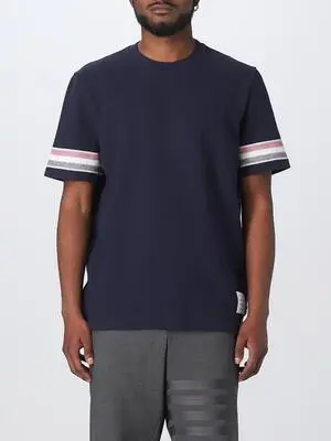 Thom Browne T-shirt With Striped Bands - Blue