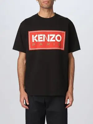 Kenzo Logo Print Cotton T-shirt With Dropped Shoulders And Short Sleeves