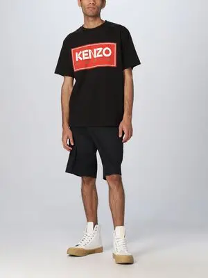 Kenzo Logo Print Cotton T-shirt With Dropped Shoulders And Short Sleeves