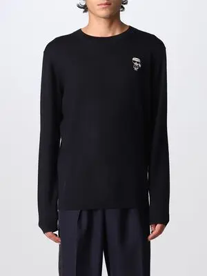 Karl Lagerfeld Embellished Crew Neck Sweater - Navy