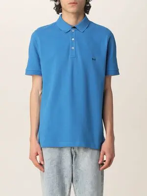 FAY Stretch Cotton Polo Shirt With Logo Blue 2