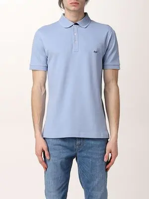 FAY Stretch Cotton Polo Shirt With Logo - Gnawed Blue
