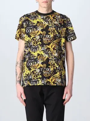 Versace T-shirt With Baroque Pattern Black