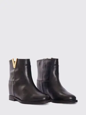 VIA ROMA 15 Smooth Calfskin Ankle Boots With Low Heel And Round Toe