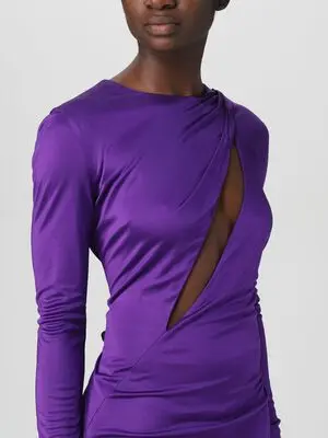 Versace Cut-out Draped Mini Dress - Violet