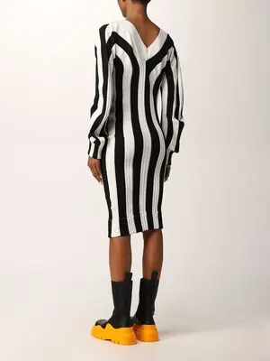 Bottega Veneta Bi-stripes V-neck Knit Dress