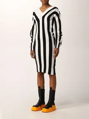 Bottega Veneta Bi-stripes V-neck Knit Dress
