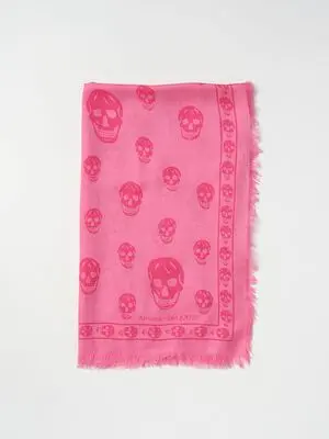 Alexander McQueen Skull Scarf In Silk Blend Pink