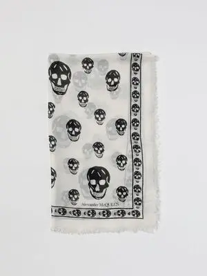 Alexander McQueen Skull Scarf In Silk Blend White