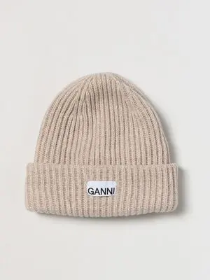GANNI GANNI Recycled Wool-Blend Beanie Sand