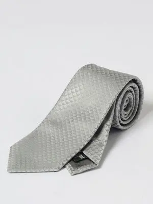 Emporio Armani Emporio Armani Silk Jacquard Logo Neck Tie Silver