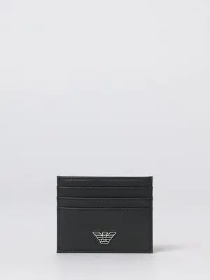 Emporio Armani Flat Regenerated Leather Card Holder With Six Card Slots - Black