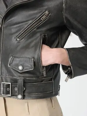 GOLDEN GOOSE Leather Biker Jacket - Black